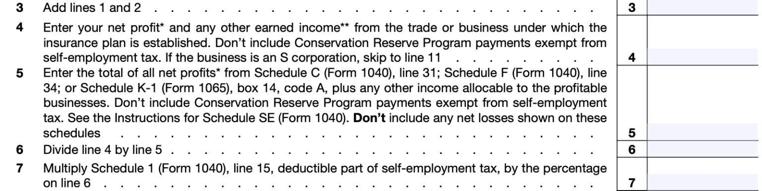 IRS Form 7206 Instructions - Self-Employed Health Insurance