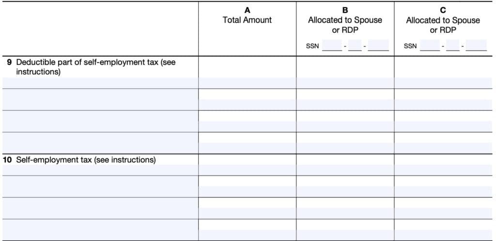 IRS Form 8958 Instructions - Community Property Allocation