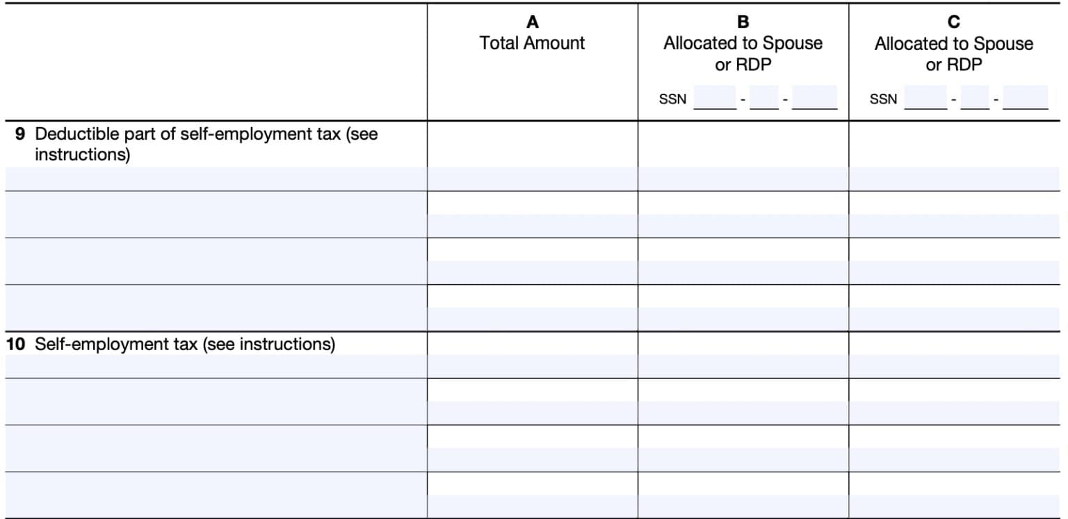 IRS Form 8958 Instructions - Community Property Allocation