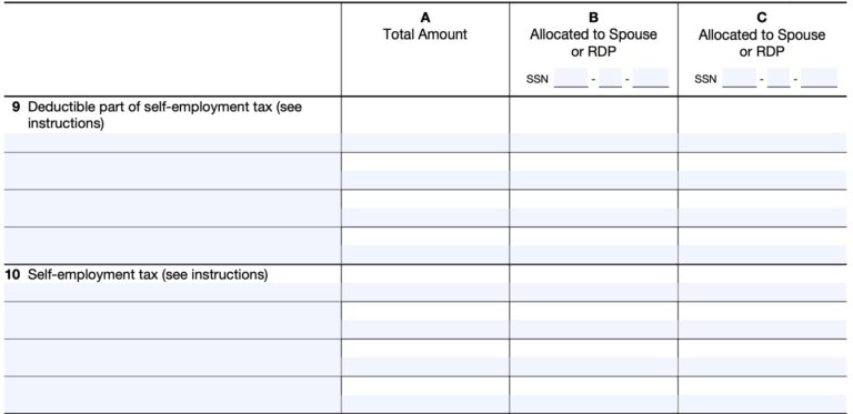 IRS Form 8958 Instructions - Community Property Allocation