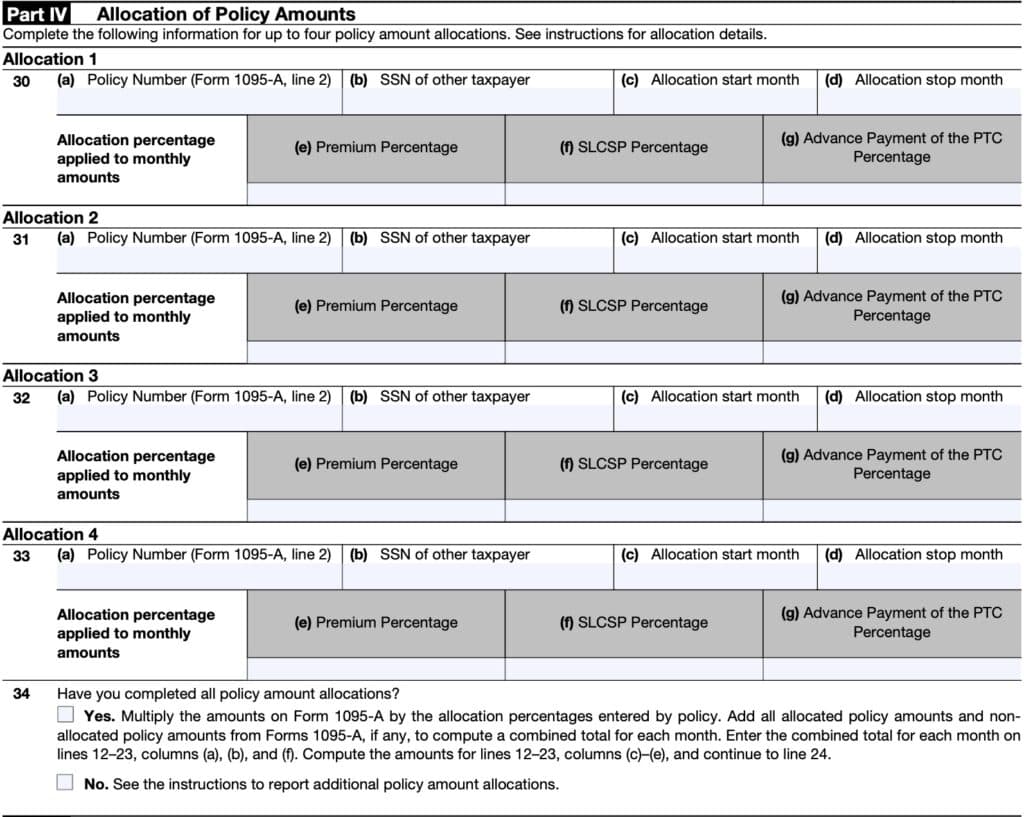 IRS Form 8962 instructions - Premium Tax Credit