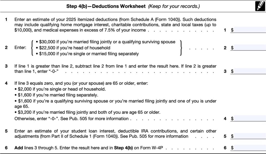 IRS Form W-4P Instructions - Pension & Annuity Tax Withholding