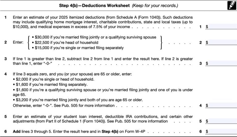 IRS Form W-4P Instructions - Pension & Annuity Tax Withholding