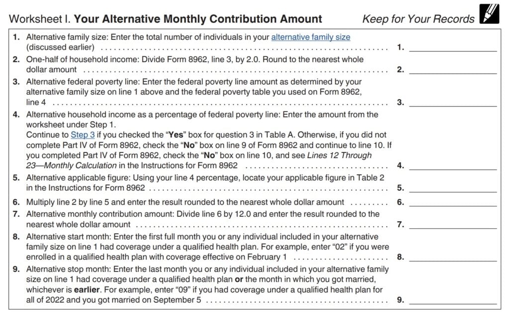 IRS Form 8962 instructions - Premium Tax Credit