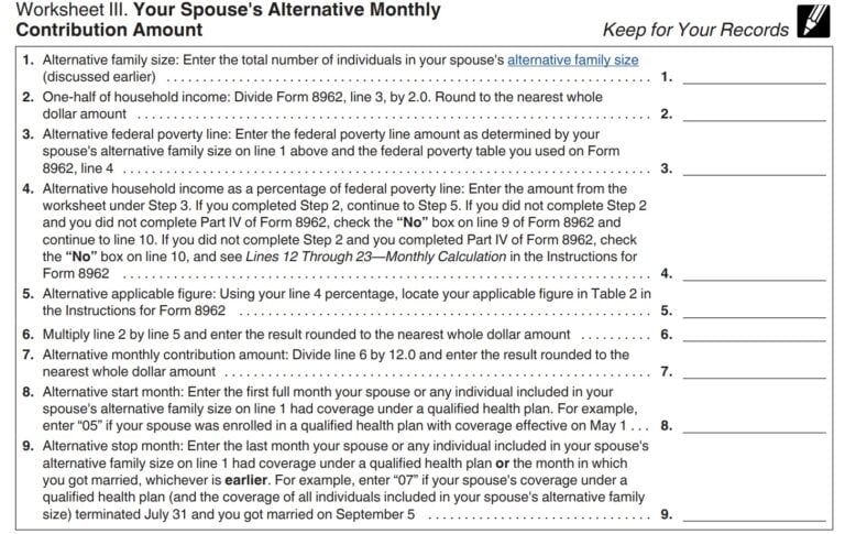 IRS Form 8962 instructions - Premium Tax Credit