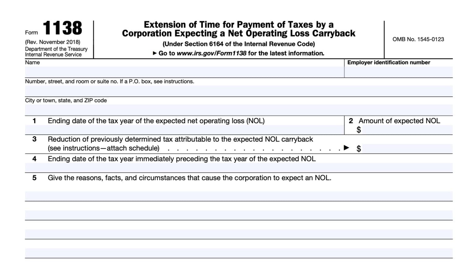 IRS Form 172 Instructions - Net Operating Losses (NOLs)