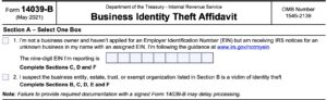 IRS Form 14039-B Instructions - Business Identity Theft Affidavit