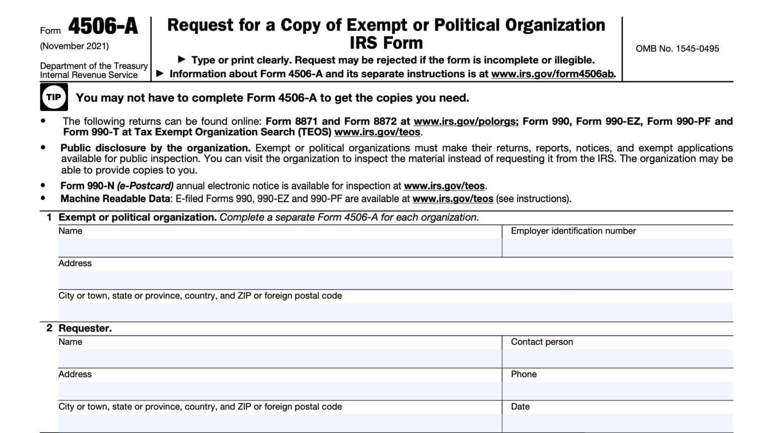 IRS Form 8718 Instructions - User Fees for Non-Profits