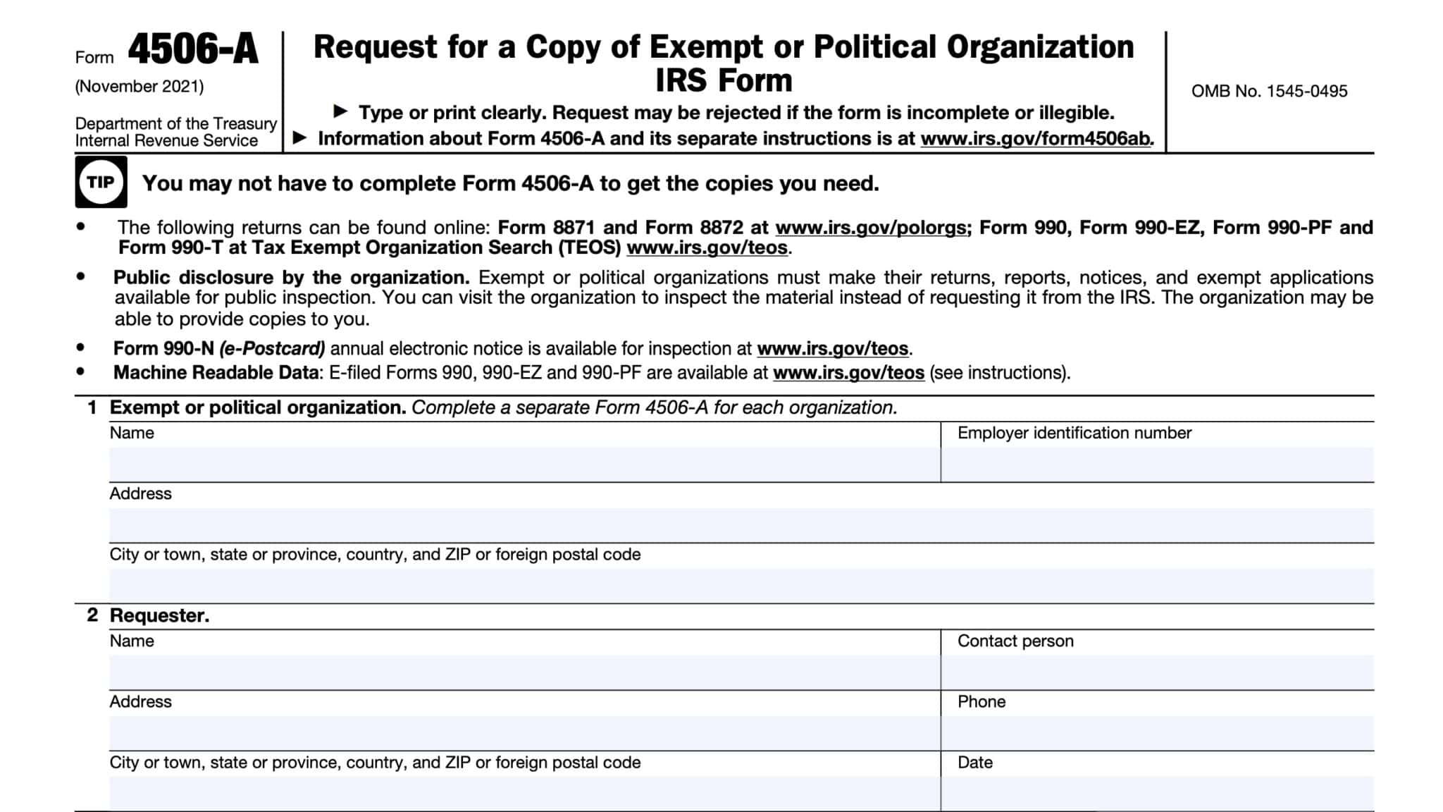 IRS Form 8718 Instructions - User Fees for Non-Profits