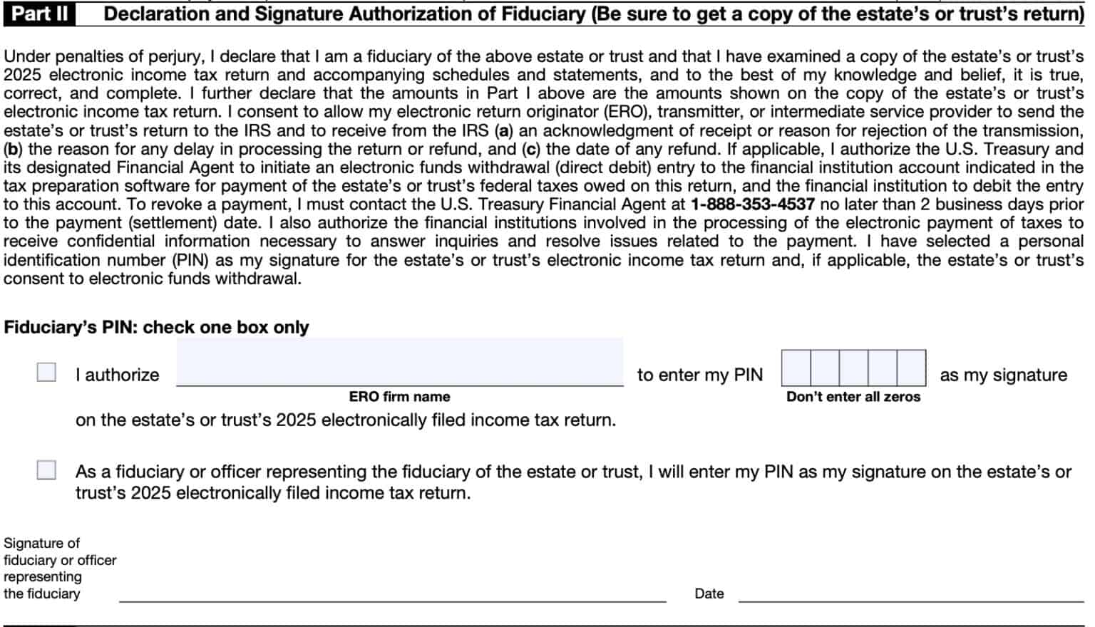 IRS Form 8879-F Instructions - e-File Signature for IRS Form 1041