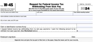 IRS Form W-4S Instructions - Withholding Taxes From Sick Pay