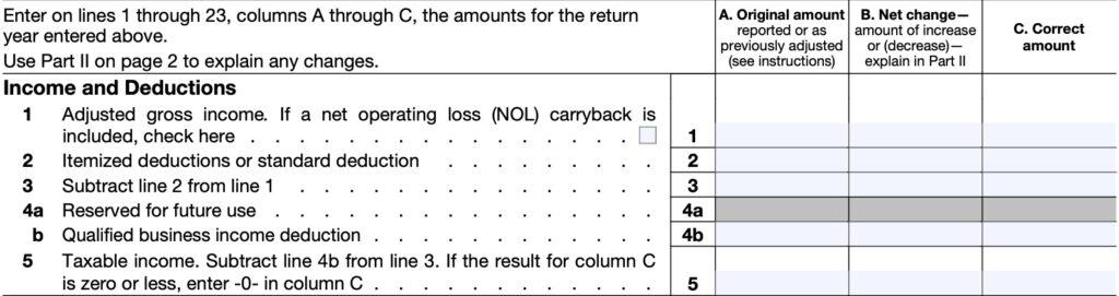 IRS Form 1040-X Instructions - Amended Tax Return