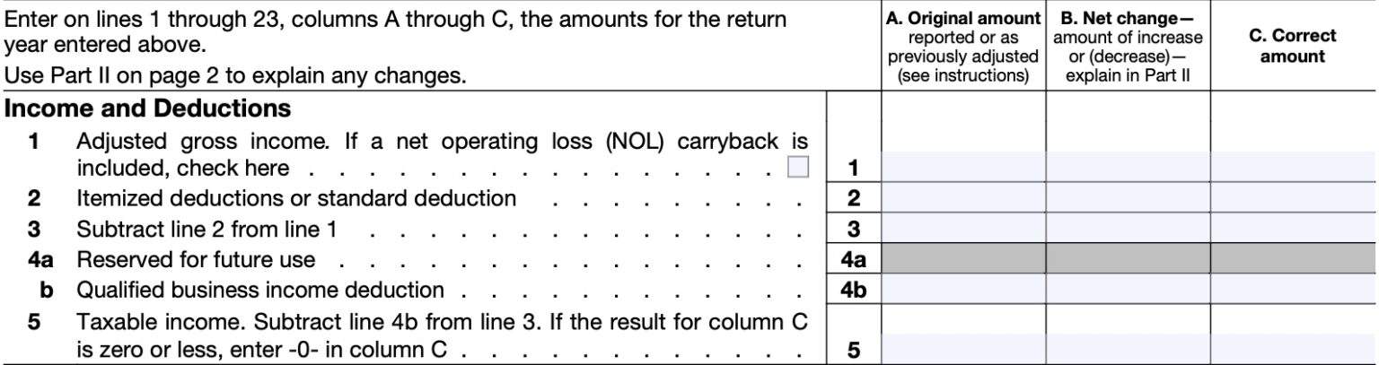 IRS Form 1040-X Instructions - Amended Tax Return