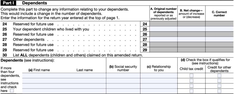 IRS Form 1040-X Instructions - Amended Tax Return