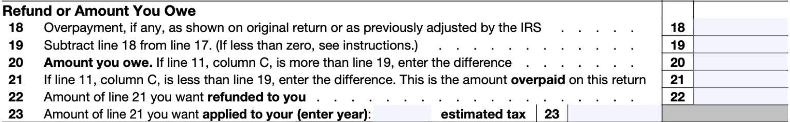 IRS Form 1040-X Instructions - Amended Tax Return