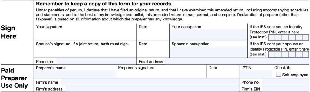 IRS Form 1040-X Instructions - Amended Tax Return