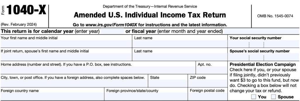 IRS Form 1040-X Instructions - Amended Tax Return