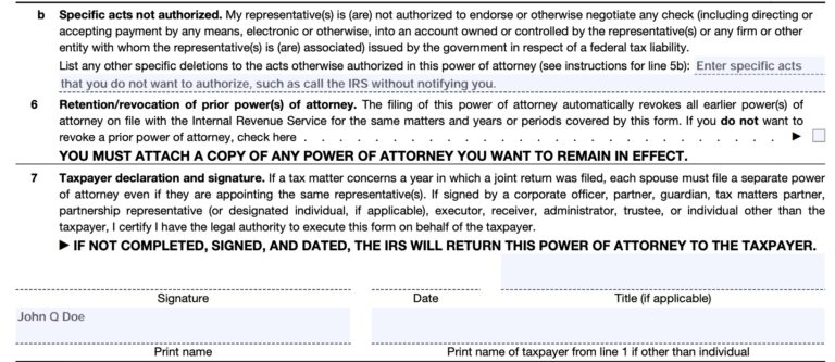 IRS Form 2848 Instructions - IRS Power of Attorney Form