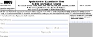 IRS Form 8809 Instructions - Extension for Information Returns