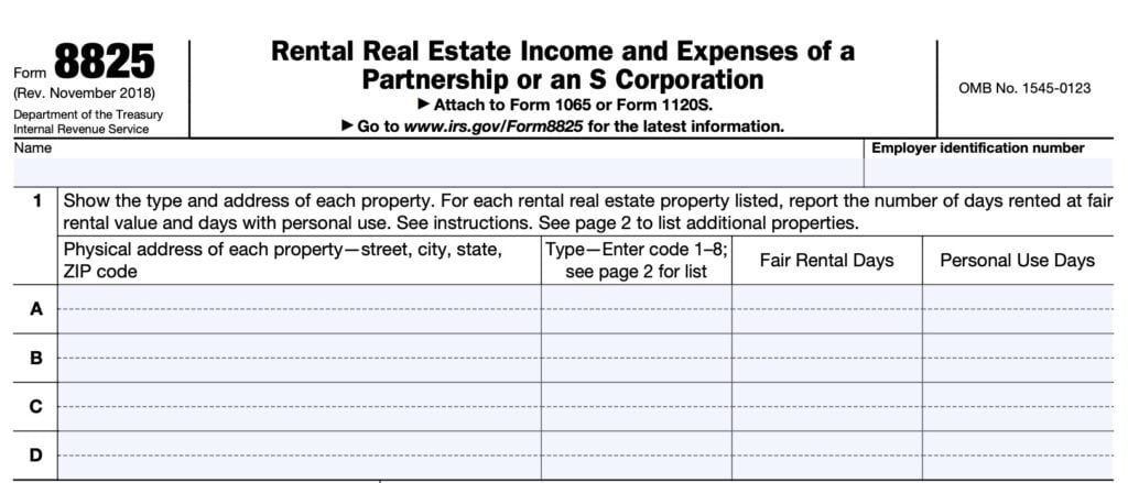 IRS Form 8825 Instructions: Partnership & S-Corp Rental Income