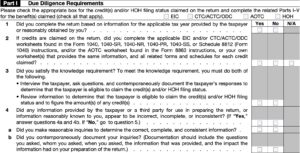 IRS Form 8867 Instructions: Tax Preparer's Due Diligence Checklist