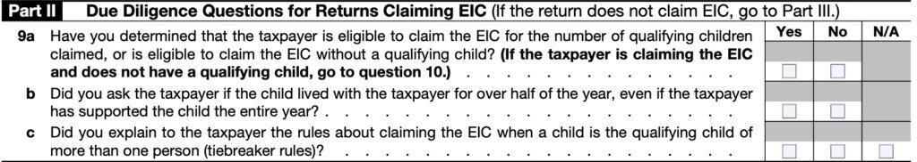 IRS Form 8867 Instructions: Tax Preparer's Due Diligence Checklist