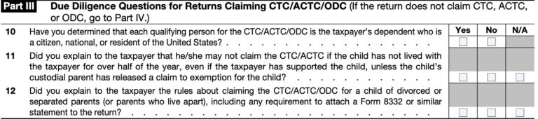 IRS Form 8867 Instructions: Tax Preparer's Due Diligence Checklist