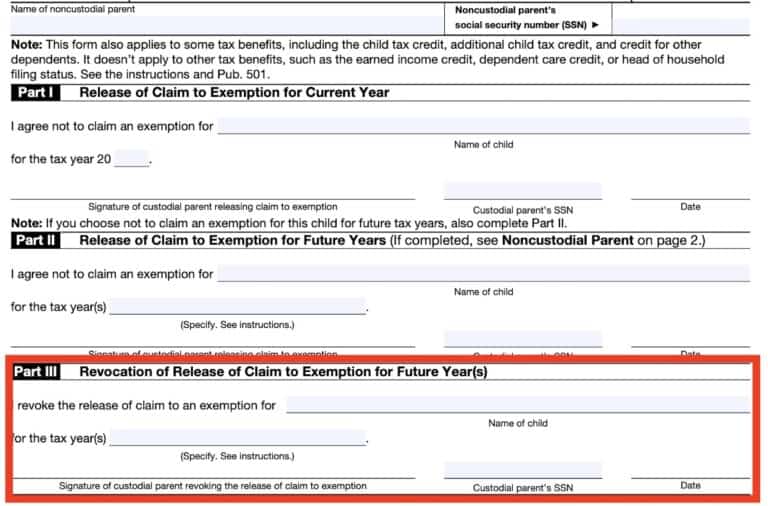 IRS Form 8332 Instructions - Release of Child Exemption