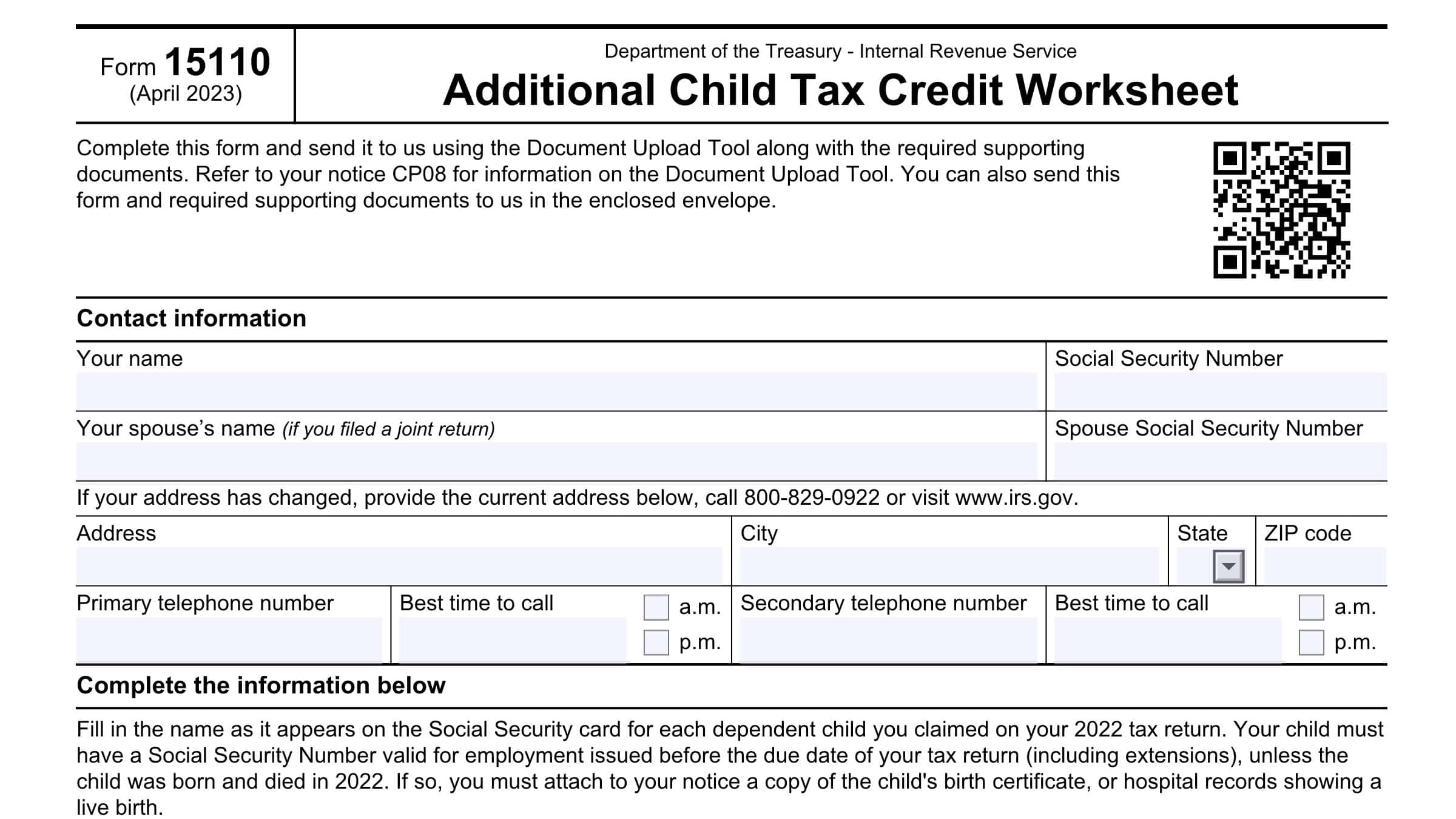 IRS Form 15110 Instructions