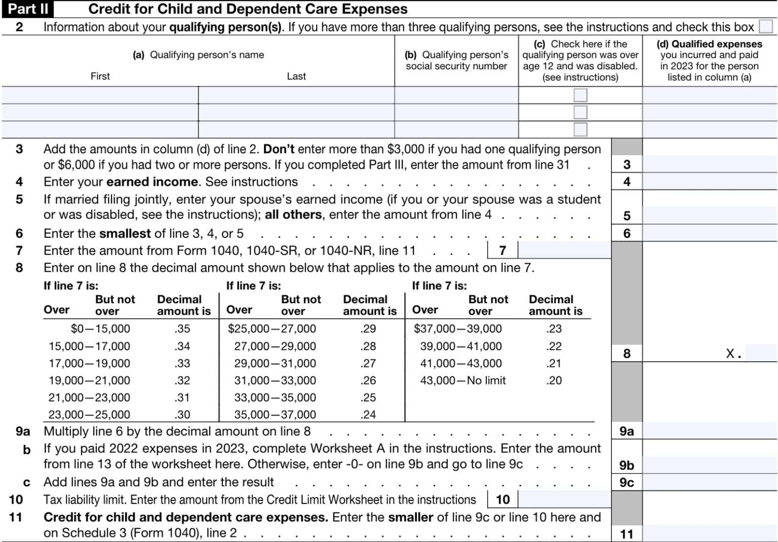 IRS Form 2441 Instructions - Child and Dependent Care Expenses