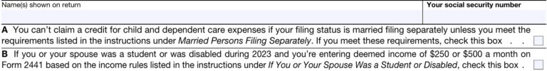 IRS Form 2441 Instructions - Child and Dependent Care Expenses