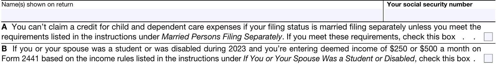 IRS Form 2441 Instructions - Child and Dependent Care Expenses