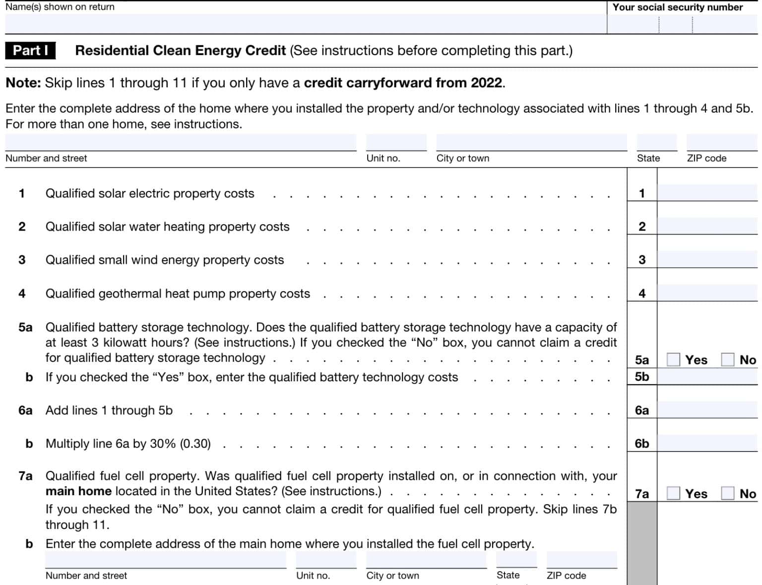 IRS Form 5695 Instructions - Residential Energy Credits