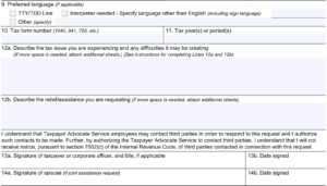 IRS Form 911 Instructions - Taxpayer Advocate Service Assistance