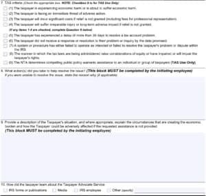 IRS Form 911 Instructions - Taxpayer Advocate Service Assistance