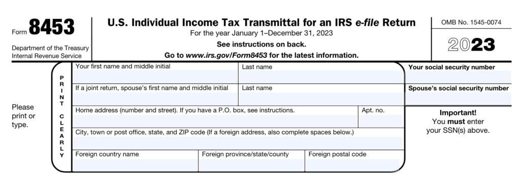 IRS Form 8453 Instructions - Income Tax Transmittal