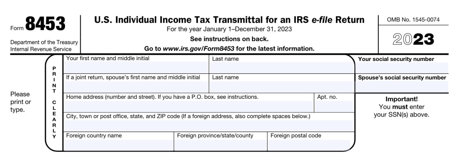 IRS Form 8453 Instructions - Income Tax Transmittal