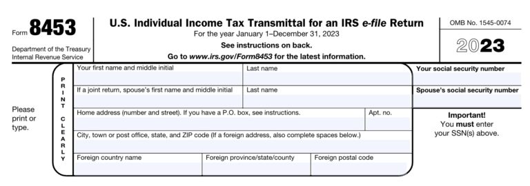 IRS Form 8453 Instructions - Income Tax Transmittal