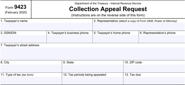 IRS Form 9423 Instructions - Your Collection Appeal Request