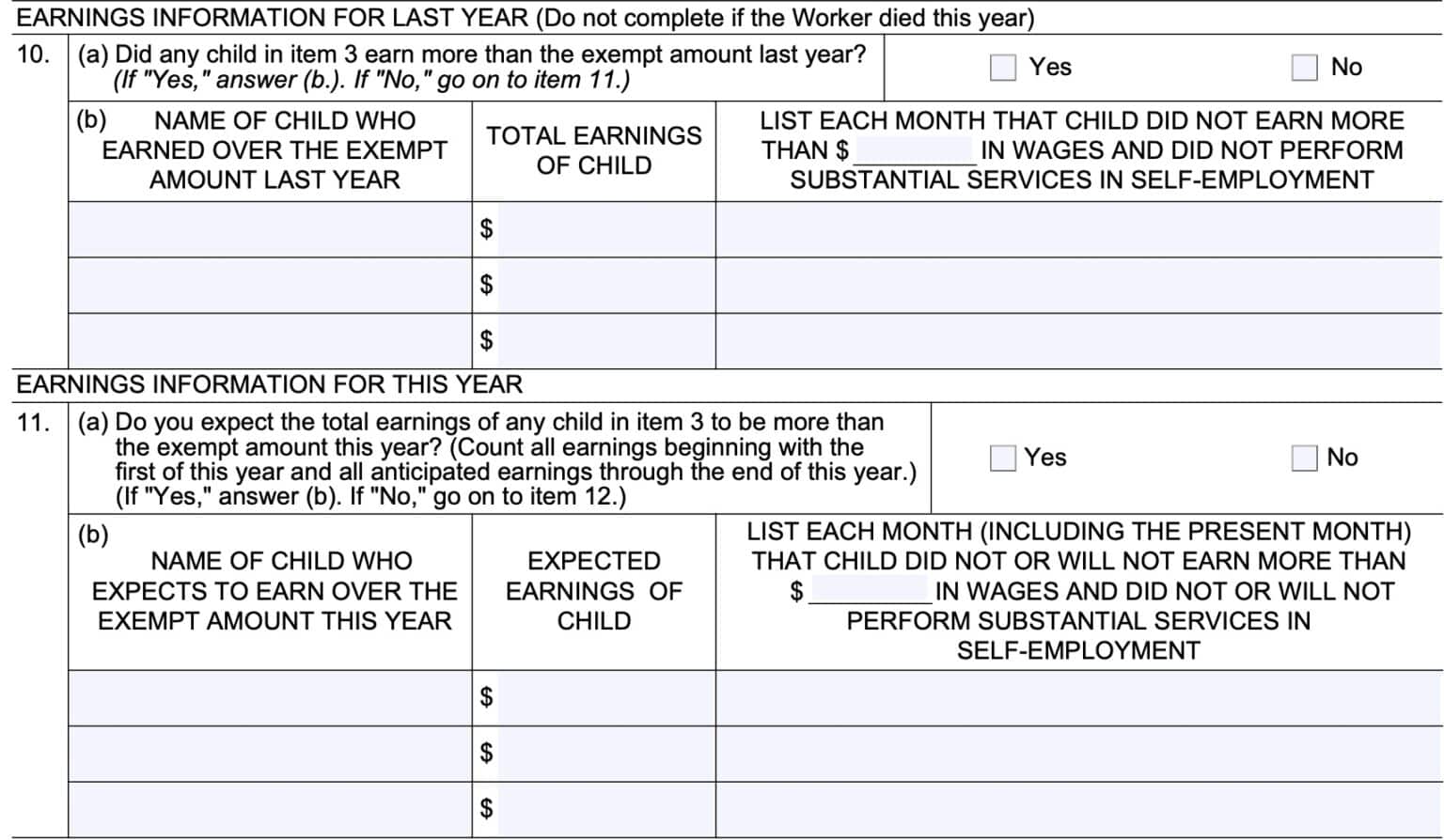 Form SSA-4-BK Instructions - Child's Social Security Application