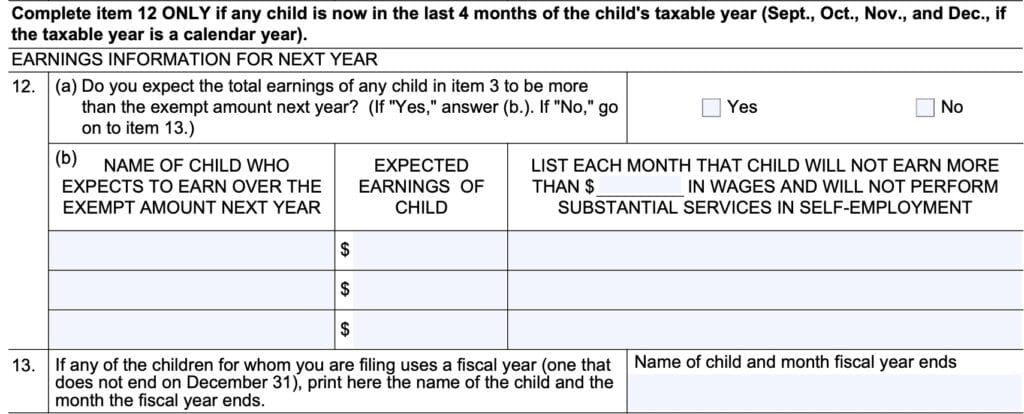 Form SSA-4-BK Instructions - Child's Social Security Application