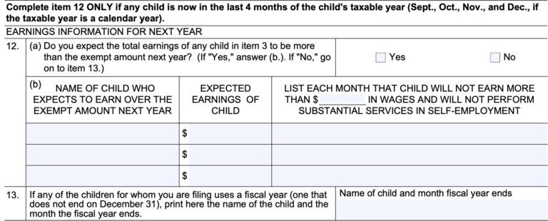 Form SSA-4-BK Instructions - Child's Social Security Application