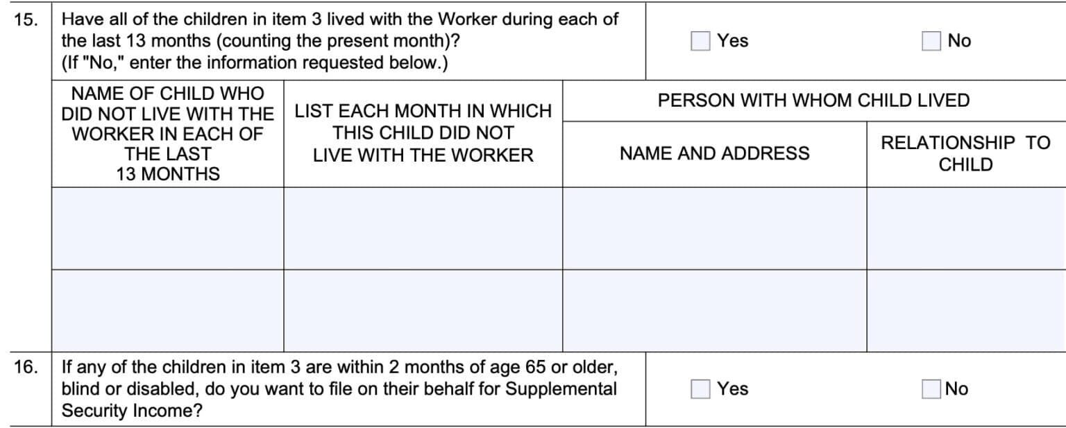 Form SSA-4-BK Instructions - Child's Social Security Application