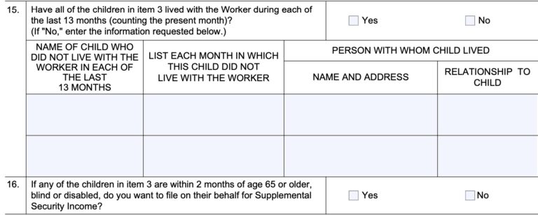 Form SSA-4-BK Instructions - Child's Social Security Application