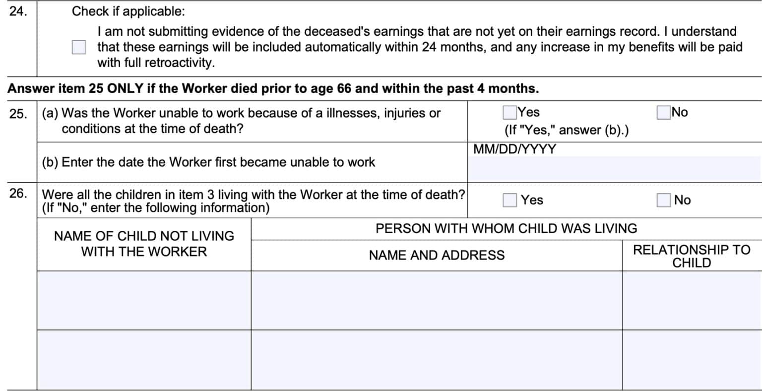 Form SSA-4-BK Instructions - Child's Social Security Application