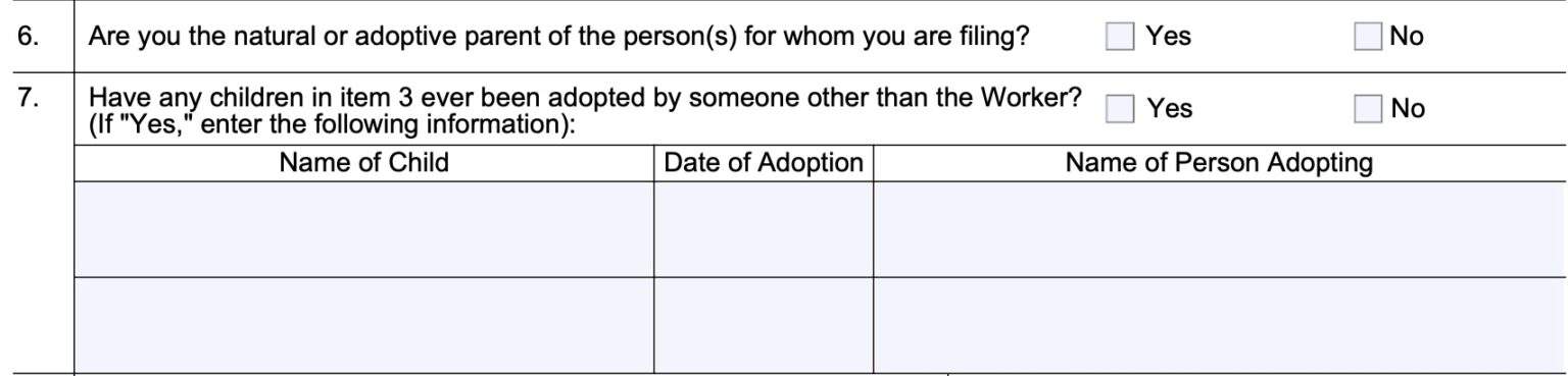 Form SSA-4-BK Instructions - Child's Social Security Application