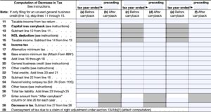 IRS Form 1139 Instructions - Tentative Corporate Tax Refund
