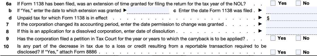 IRS Form 1139 Instructions - Tentative Corporate Tax Refund