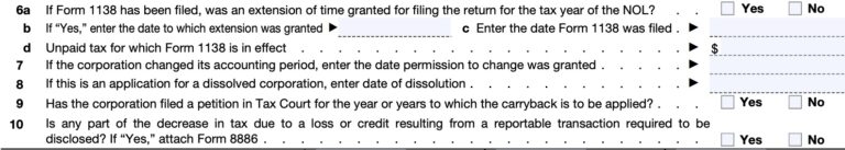 IRS Form 1139 Instructions - Tentative Corporate Tax Refund