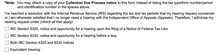 IRS Form 12256 Instructions - Withdrawal of CDP Hearing Request